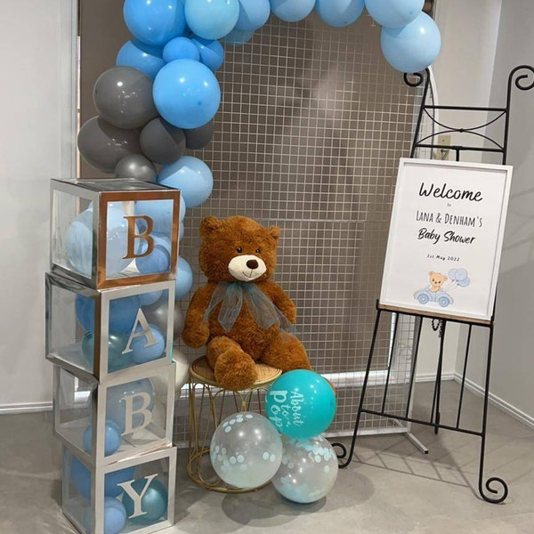 Baby Boxes Cube Transparent Balloons Clear Baby Shower Gender Reveal ...