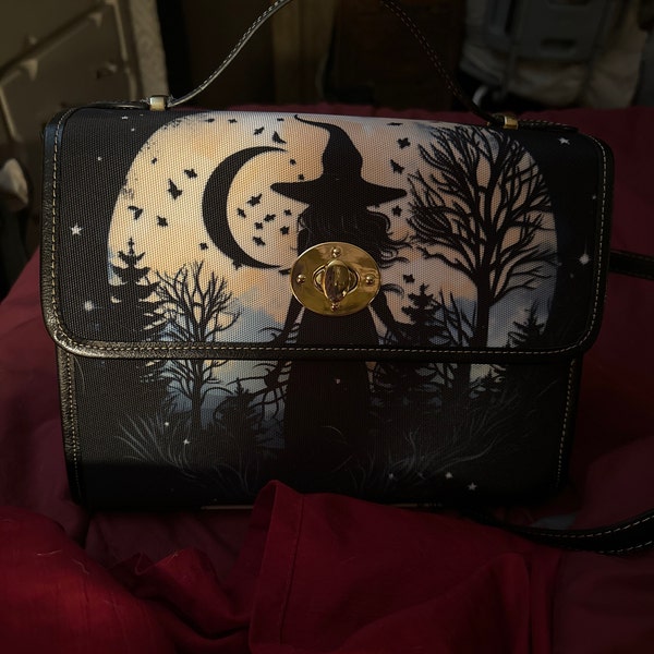 Dark Witchy Bag, Witch and Moon Gothic Crossbody Crow Handbag ...