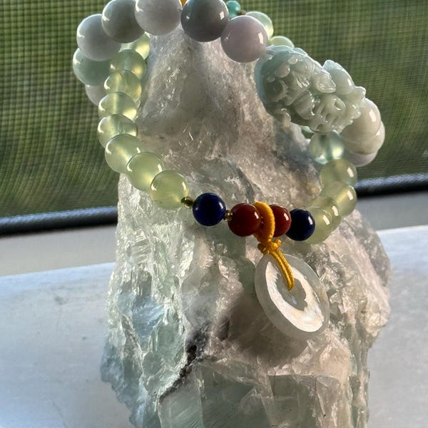 Certified,bring Money Dragon Circle Carving Natural Green Jadeite Jade ...