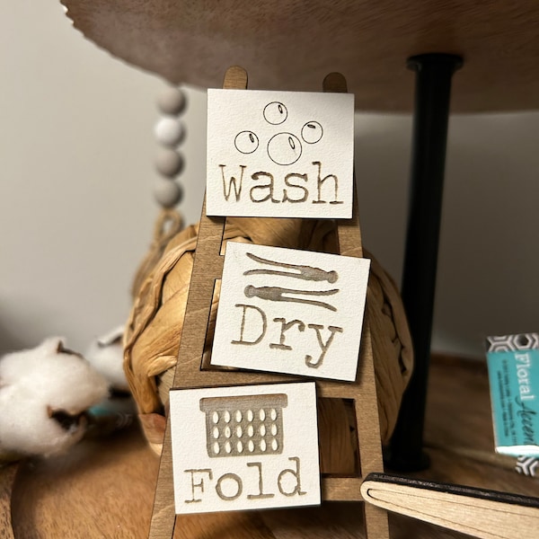 Laundry Room Tier Tray Minis - Wash/dry/fold - Laundry Help Needed ...