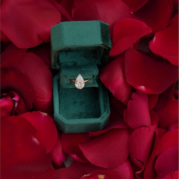 Emerald Color Luxury Handmade Keepsake Velvet Ring Box Single Slot ...