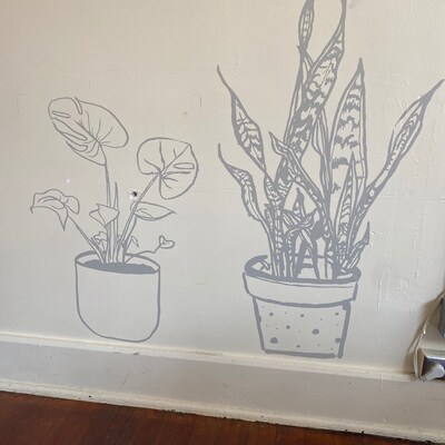 Hand Drawn Young Swiss Cheese Potted Plant Wall Decal Modern - Etsy