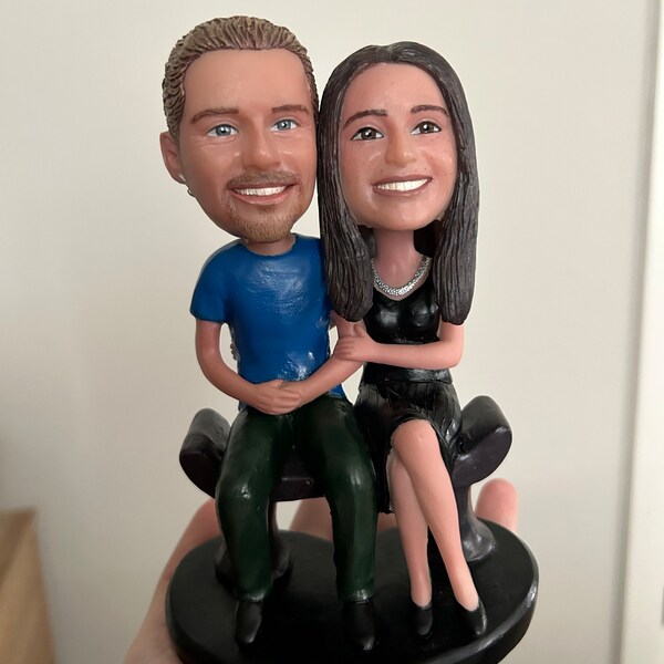 Custom Bobblehead Loving Couple on Bench, Bridal Party Custom ...