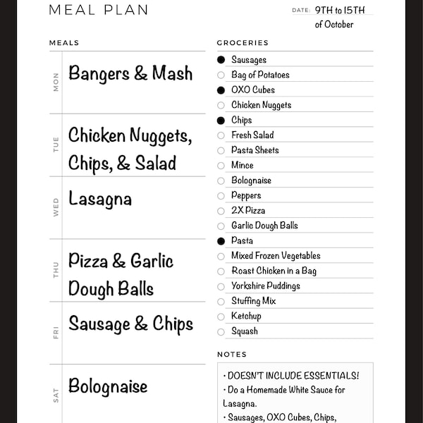 Printable Weekly Meal Planner Landscape, Food Diary, Meal Tracker, Food ...