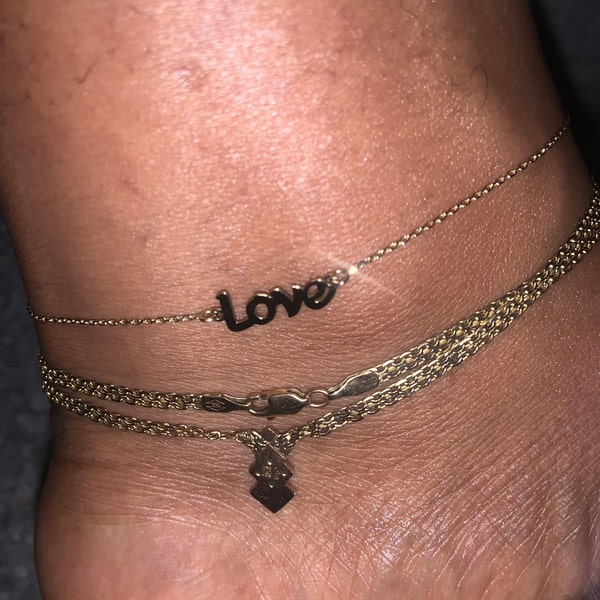 14k 18k Gold Name Anklet / Handmade Gold Custom Name Anklet ...