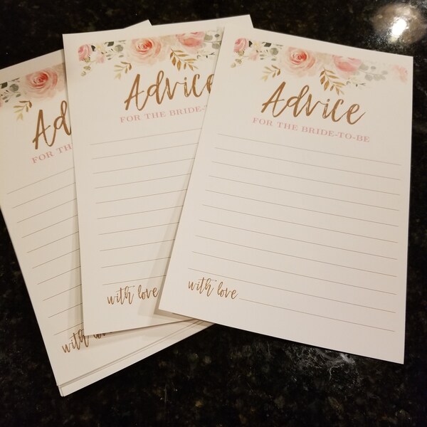 Advice & Well Wishes for the Bride-to-be Sign and Notecards, Printable ...