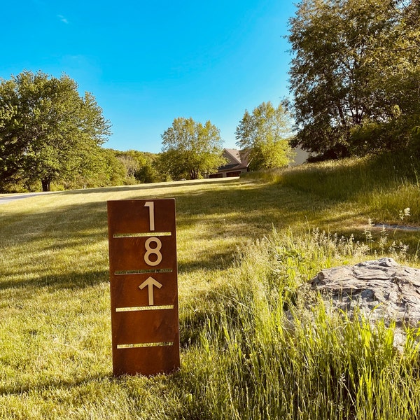 Enfield XL Address Yard Sign: 6" Aluminum Numbers, Vertical Yard Plaque ...