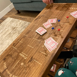 Cribbage Board Coffee Table With Wooden Pegs & Storage Compartment ...