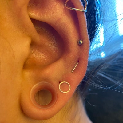 Double Piercing double Lobe Earring-double Post Earring-two Hole ...