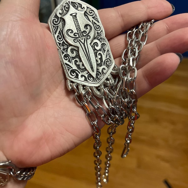 Silver Pewter Sword Chatelaine With Waist Clip - Five Chains and Hooks ...