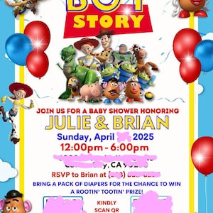 A Boy Story Baby Shower Flyer Editable Template - Etsy