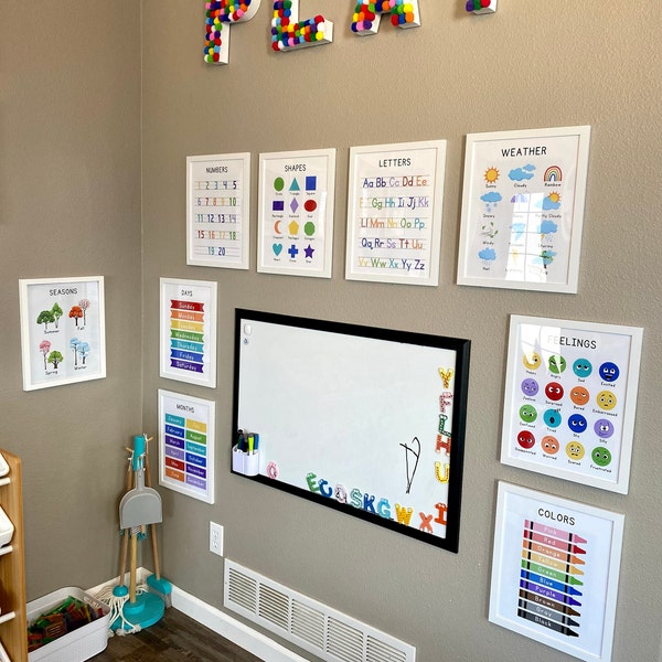 Set of 12 Educational Posters, Montessori Classroom Decor Homeschool ...
