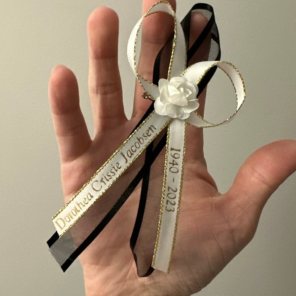 Personalized Funeral Ribbon Favors: Custom Memorial Ribbons With Pin - Etsy