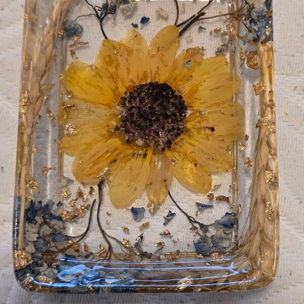 Custom Resin Catch All Tray With White Roses and Gold, Key Bowl ...