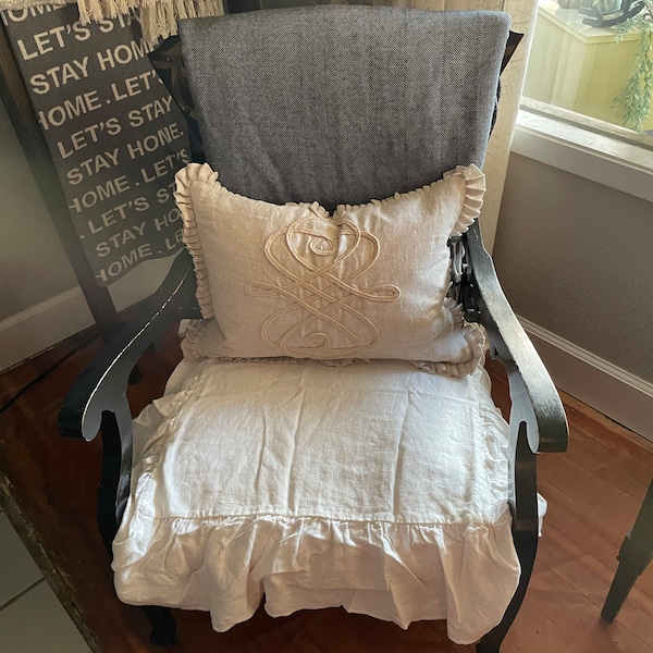 Luxury Chair Cover, Ruffled Linen, Dining Chair Covers, Slipcover ...