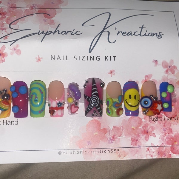 Fun Freestyle Press on Nail Set-summer Nails-presson Nails - Etsy
