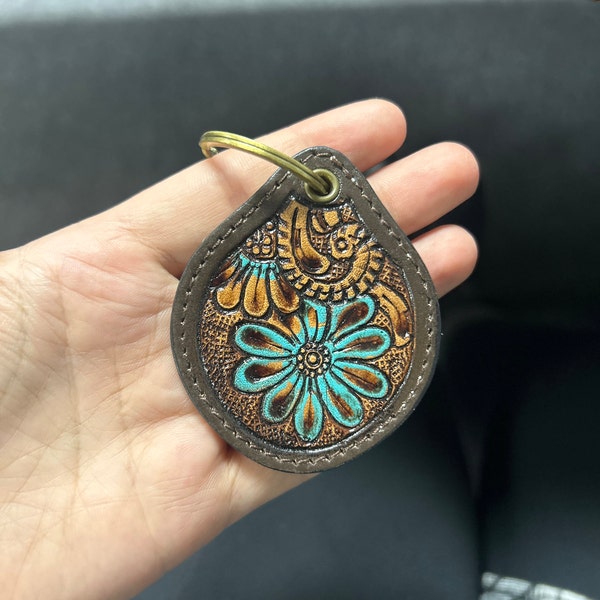 Western Hand Tooled & Cowhide Key Chain, Key Fobs and Wristlets ...