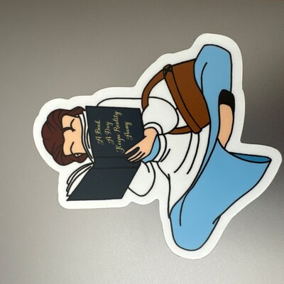 Bookish Belle Sticker/ Beauty and the Beast, Waterproof, CLEAR or WHITE ...