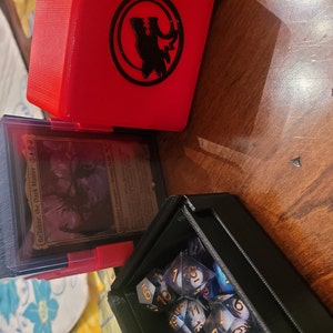MTG Commander Sized Deck Box W Toploader Slot and Dice Compartment Tray ...