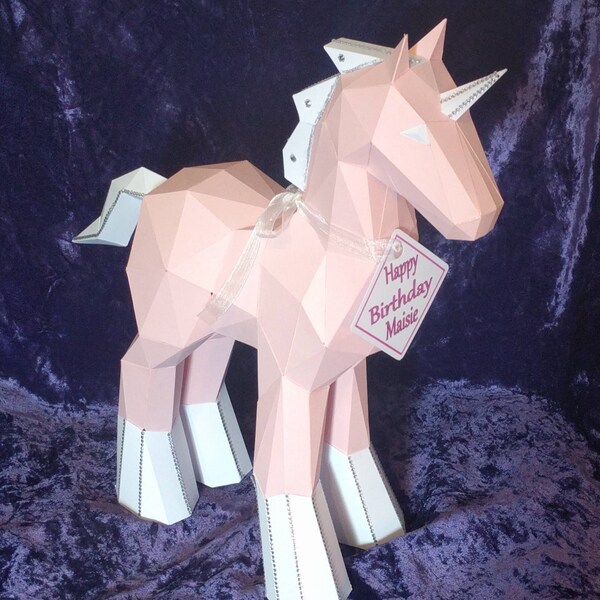 Papercraft Unicorn Template, DIY Unicorn Papercraft, Low Poly Unicorn ...