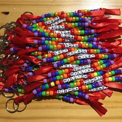 Personalised Beaded Bag Tag or Keychain for School Bags PE - Etsy