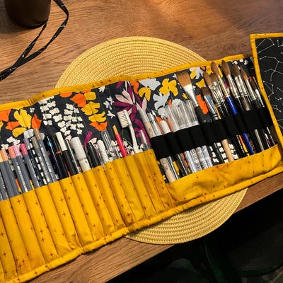 Pencil Roll, Artist Roll, Colored Pencil Roll for 24 Pencils, Fabric ...