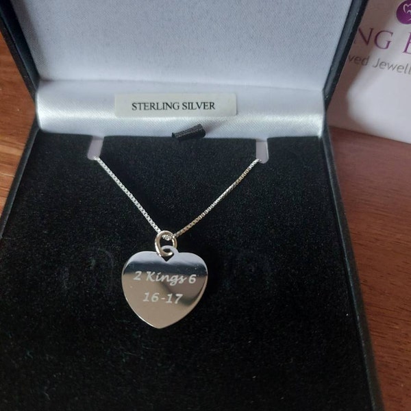 Sterling Silver Engraved Heart Pendant Necklace. Personalised With Your ...