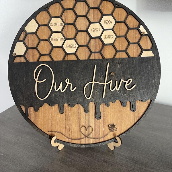Personalized 3D Hive Sign: Our Hive Gift, Grandma Bee Hive Sign ...
