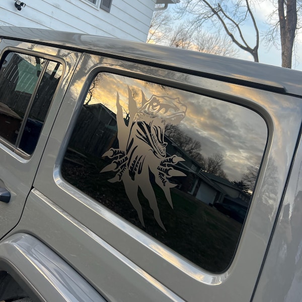 Fits 2020-2024 Jeep Gladiator Back Middle Window Mountain Tree Outdoor ...