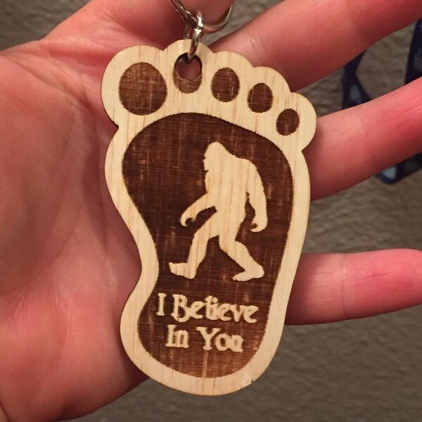 Bigfoot Keychain 3 Inch Tall Wood, Acrylic Sasquatch, Yeti, Big Foot ...