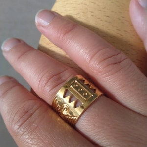 Adjustable Geometric Ring Openwork and Engraved Gold With Fine - Etsy UK