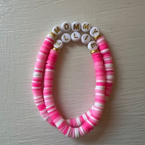 Back to School, Mama & Mini Bracelet Set, Stretch With Heishi Beads and ...