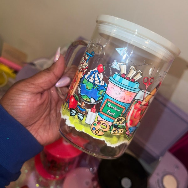 UV DTF Decal Teacher Fuel Print Ready to Apply Permanent Adhesive Cups ...