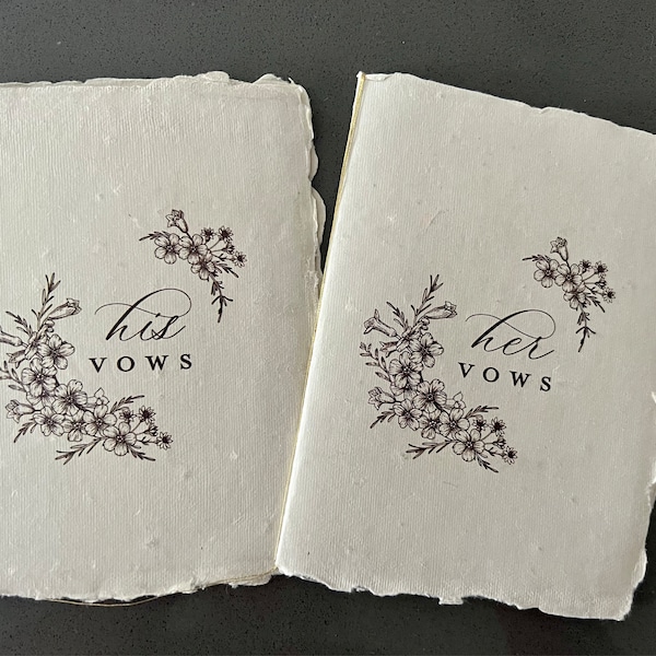 Handmade Paper Vow Book, Vow Books, His and Hers Vow Books, Wedding ...