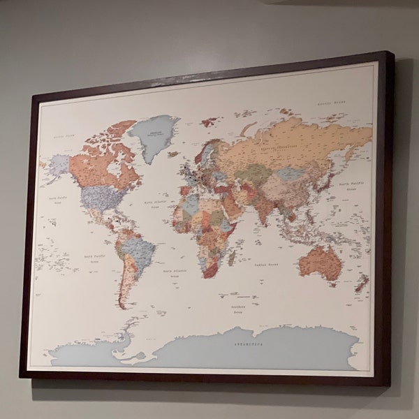 Accurate World Map Poster - Large Wall Travel Map Print - Detailed ...
