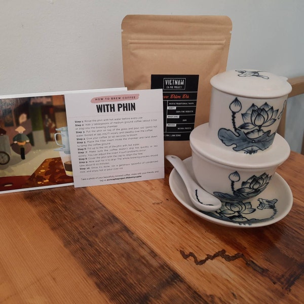 Handmade Ceramic Vietnamese Coffee Filter (phin) + Espresso Cup | Brown ...