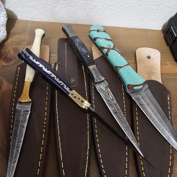 Handmade Double Edged Boot Knife , Damascus Best Hunting Knife ...