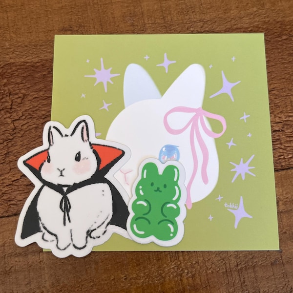 Vampire Bunny Sticker, Waterproof Vinyl Sticker, Halloween, Count ...