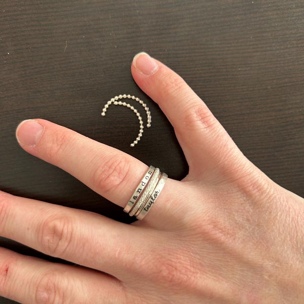 Thick Name Rings Chunky Personalized Silver Name Rings Stacked Rings ...