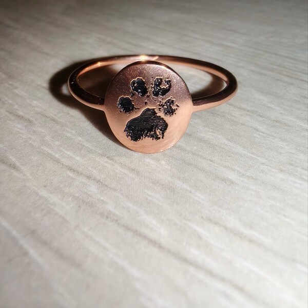 Custom Paw Print Ring, Dog Cat Paw Ring, Pet Memorial Gift, Baby ...