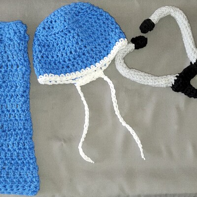 Pattern, Crochet Scrub Hat and Scrub Pants Set With Stethoscope Pattern ...