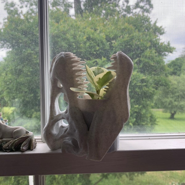 T-rex Planter, Dinosaur Plant Pot, Dino Skull Planter, Fossil Planter ...