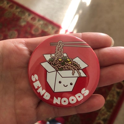 Funny Cheeky Rude Ramen Button send Noods Magnet or Pin Cute Kawaii Pin ...