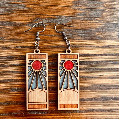 Hanafuda rising Sun Earrings - Etsy