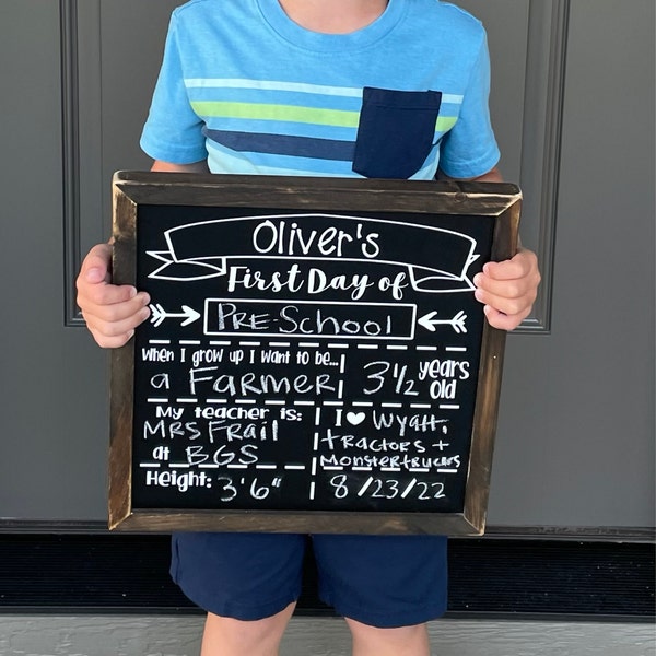 First Day of School Whiteboard Personalized Framed Double Sided First ...