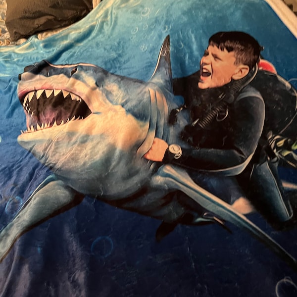 Personalized Shark Custom Velveteen Plush Blanket, Custom Shark Gift ...