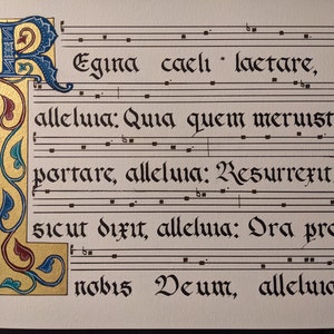 Regina Caeli Illuminated Calligraphy Gregorian Chant - Etsy