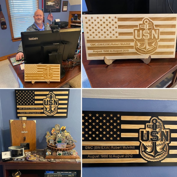 US Navy Chief Flag, Sign, US Navy Gift, Navy Chief, Engraved Sign ...