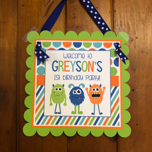 Monster Birthday Welcome Door Sign - Little Monster Birthday ...