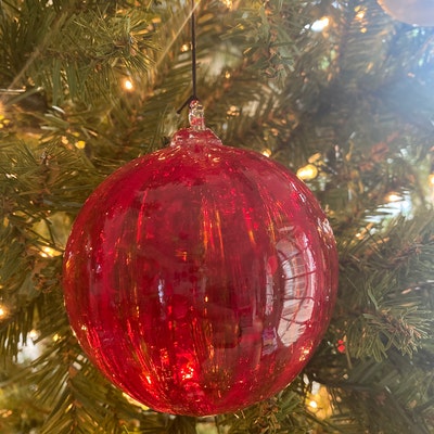 Vibrant Red, Hand Blown Glass Ornament - Etsy